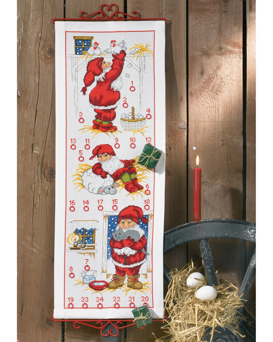 Nisser i stalden 5125/32 – Broderisæt 32x85 cm – Køb her