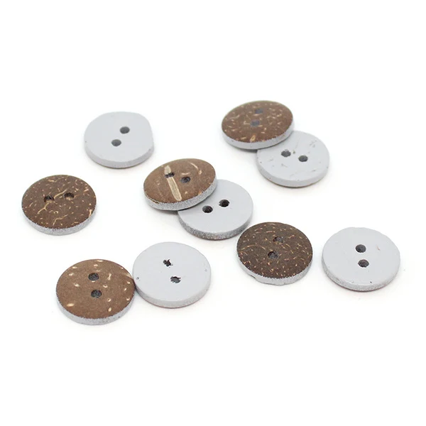 HobbyArts Farvede Kokosknapper Lysegrå 15 mm