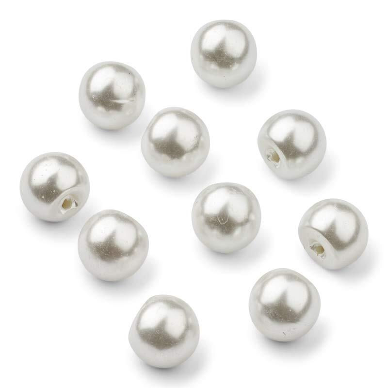 HobbyArts Perleknapper, Hvid, 18 mm, 10 stk - Køb billigt her
