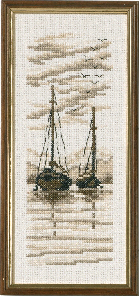 Skibe R5619 22x9cm – Smukt broderisæt med skibe – Køb her